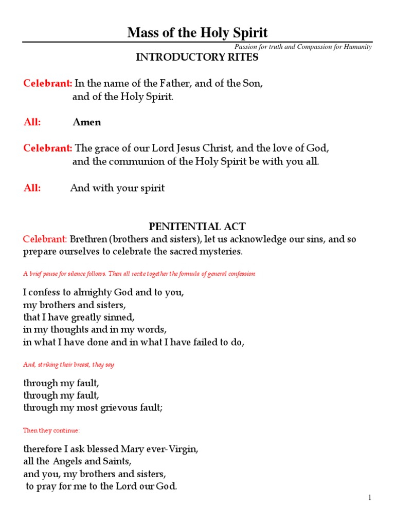 Holy Spirit Mass | PDF | Mass (Liturgy) | God The Father