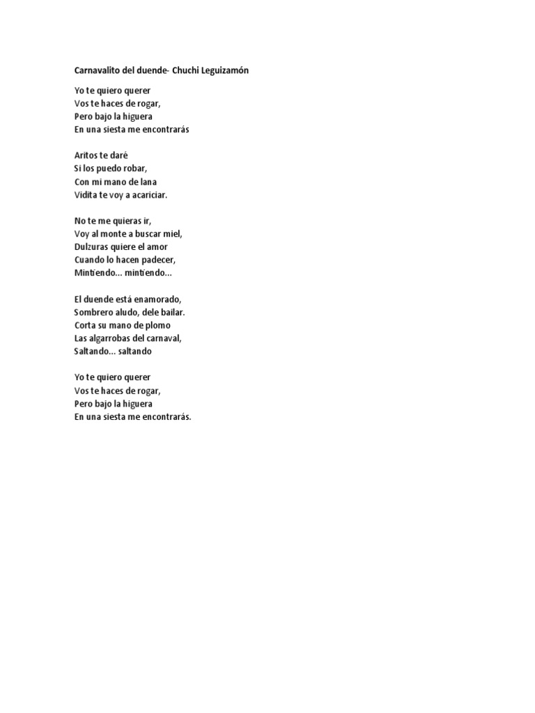 Carnavalito del Duende: Letra y Amor | PDF | Poesía