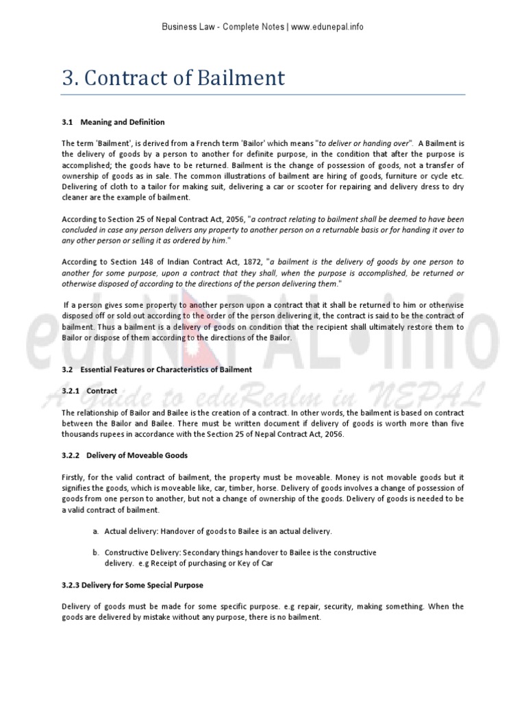 3 Contract of Bailment PDF | PDF | Indemnity | Guarantee