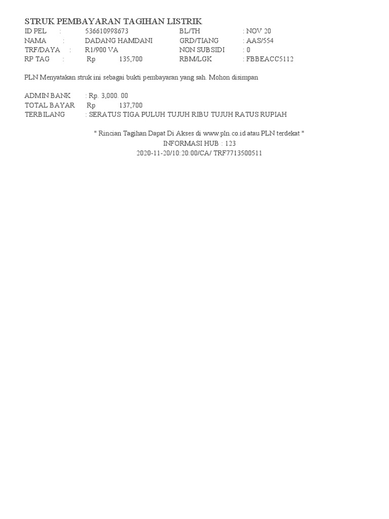 Struk PLN Baru | PDF