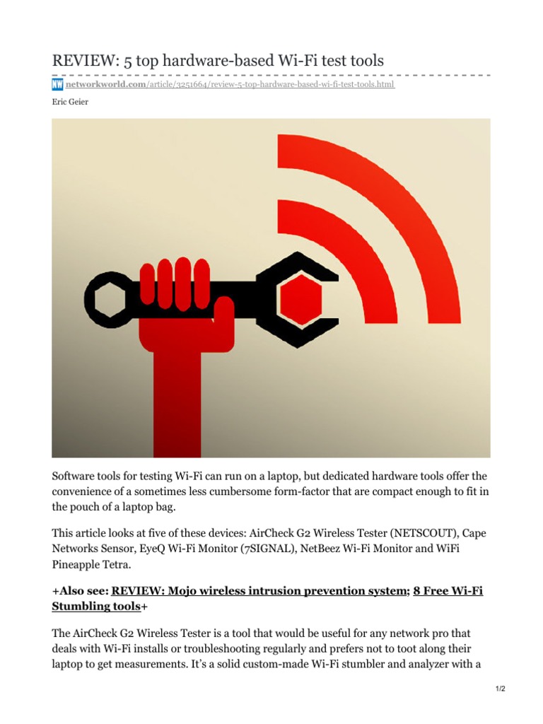Review of Five Top Hardware-Based Wi-Fi Testing Tools: AirCheck G2 ...