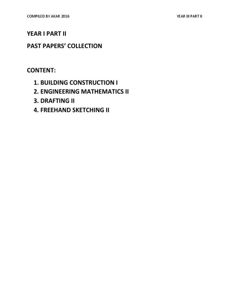 Year I Part Ii Past Papers' Collection | PDF