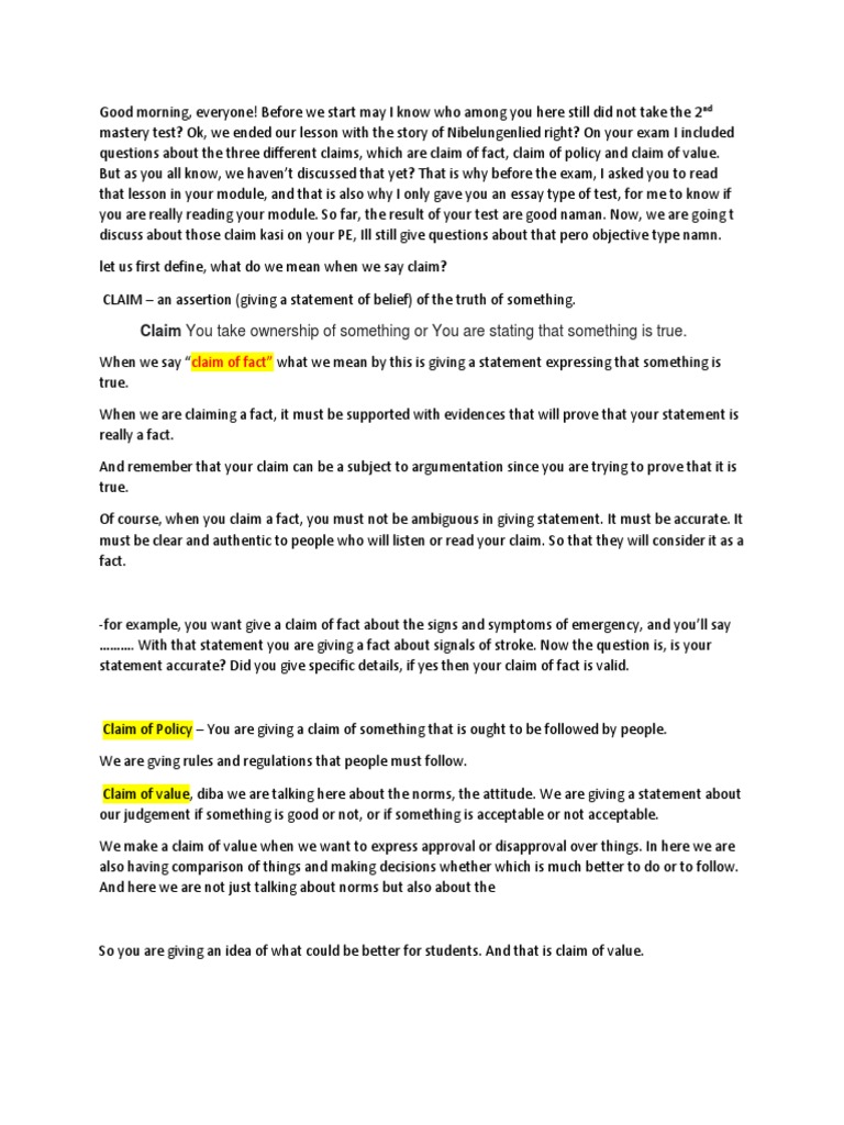 Claim You Take Ownership of Something or You Are Stating That Something ...