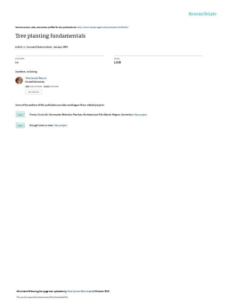 Tree Planting Fundamentals: Journal of Arboriculture January 1993 | PDF