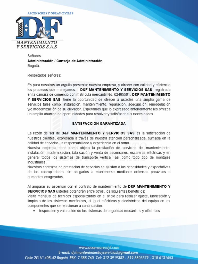 Carta Presentacion. | PDF | Ascensor | Ingeniero civil