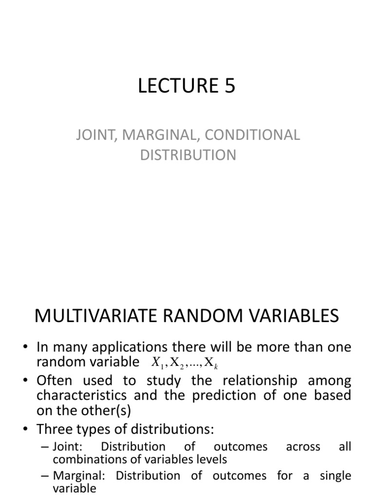 Joint, Marginal, Conditional Distribution | PDF | Probability Distribution | Probability Theory