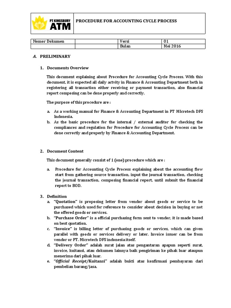 SOP Accounting Cycle Process - Draft | PDF | Voucher | Debits And Credits