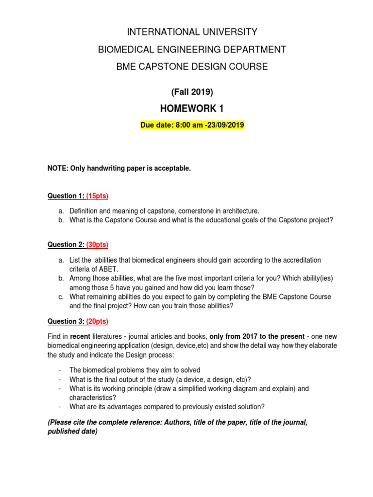 BME Capstone Design Homework 1 | PDF | Computers