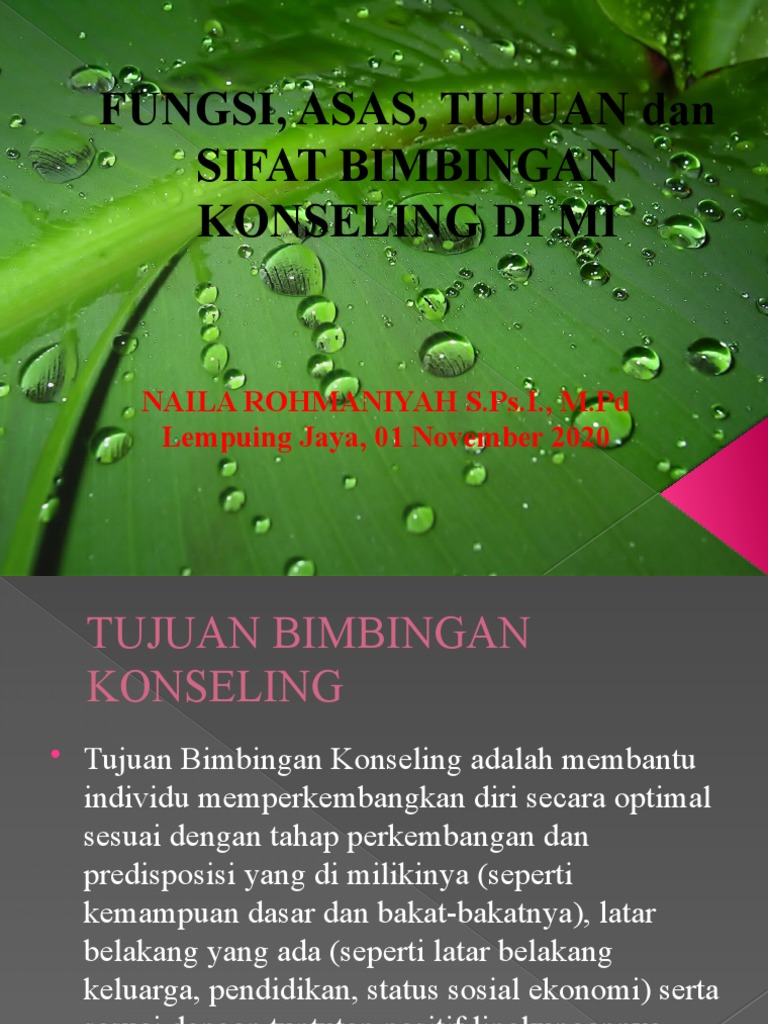 FUNGSI, ASAS, TUJUAN Dan SIFAT BIMBINGAN KONSELING DI MI | PDF | Karier & Perkembangan ...