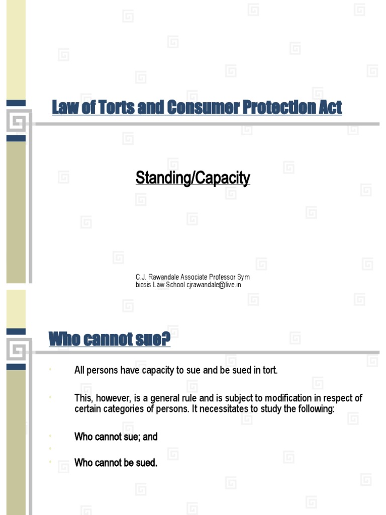 Capacity to Sue in Tort Law | PDF | Tort | Legal Liability