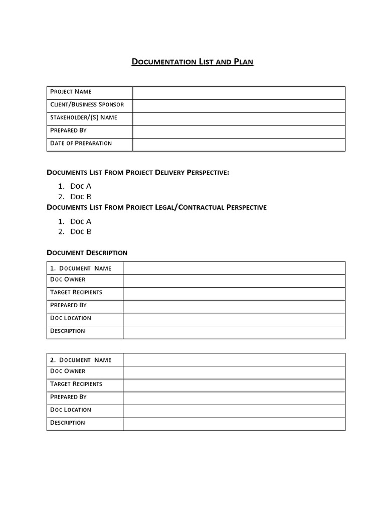 Documents List and Plan | PDF