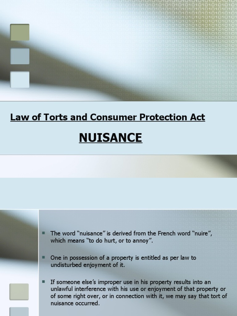 Nuisance: Law of Torts and Consumer Protection Act | PDF | Nuisance ...