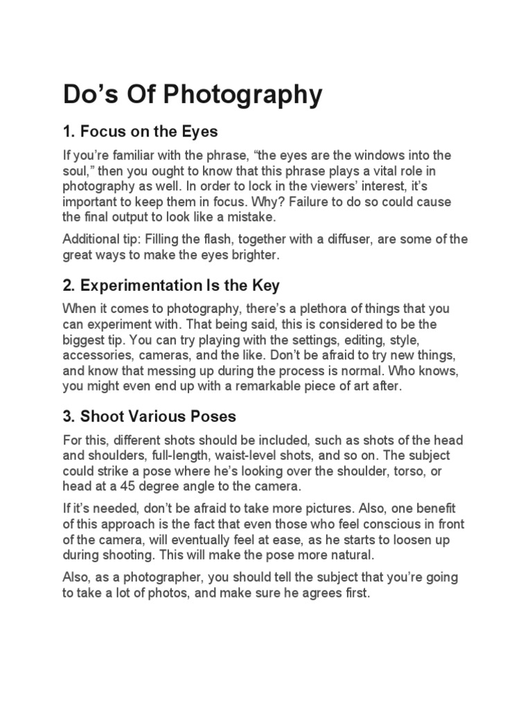 Do's and Don'ts Photojourn | PDF | Camera Lens | Camera