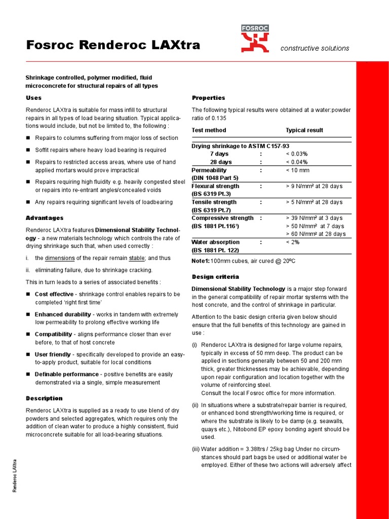 Fosroc Renderoc Laxtra: Constructive Solutions | PDF | United Arab ...