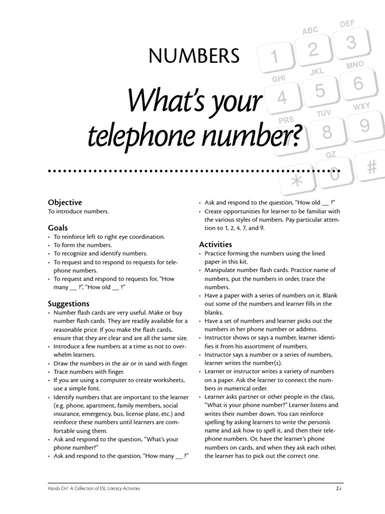 What's Your Telephone Number?: Numbers | PDF | English As A Second Or ...