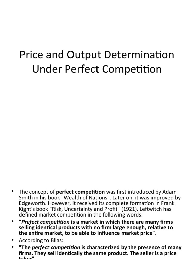 Price and Output Determination Under Perfect Competition | PDF ...