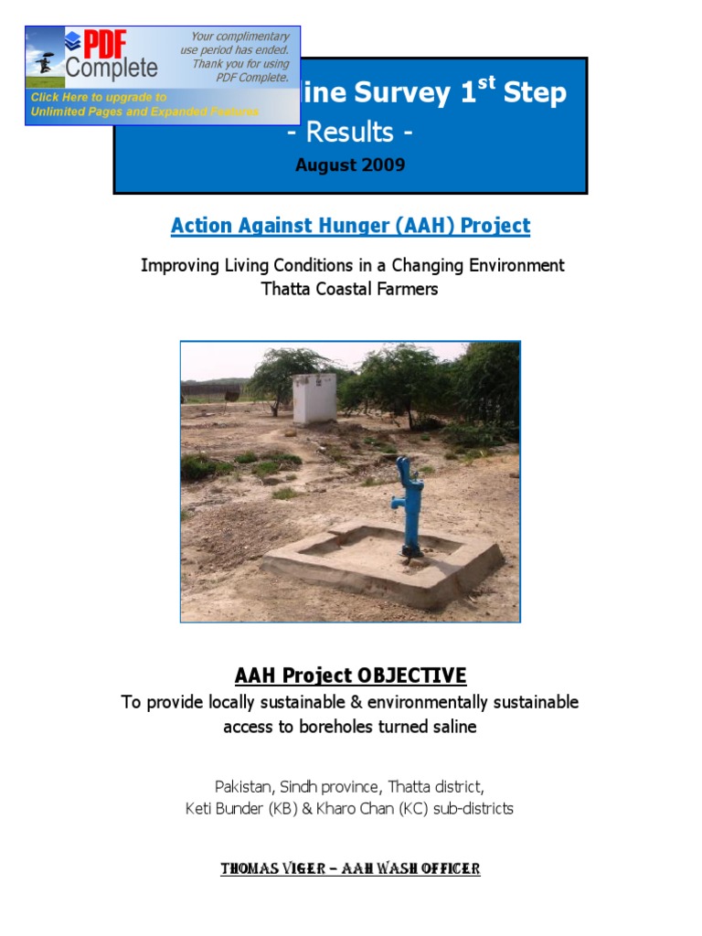 WASH Baseline Survey 1 Step: - Results | PDF | Wash | Hygiene