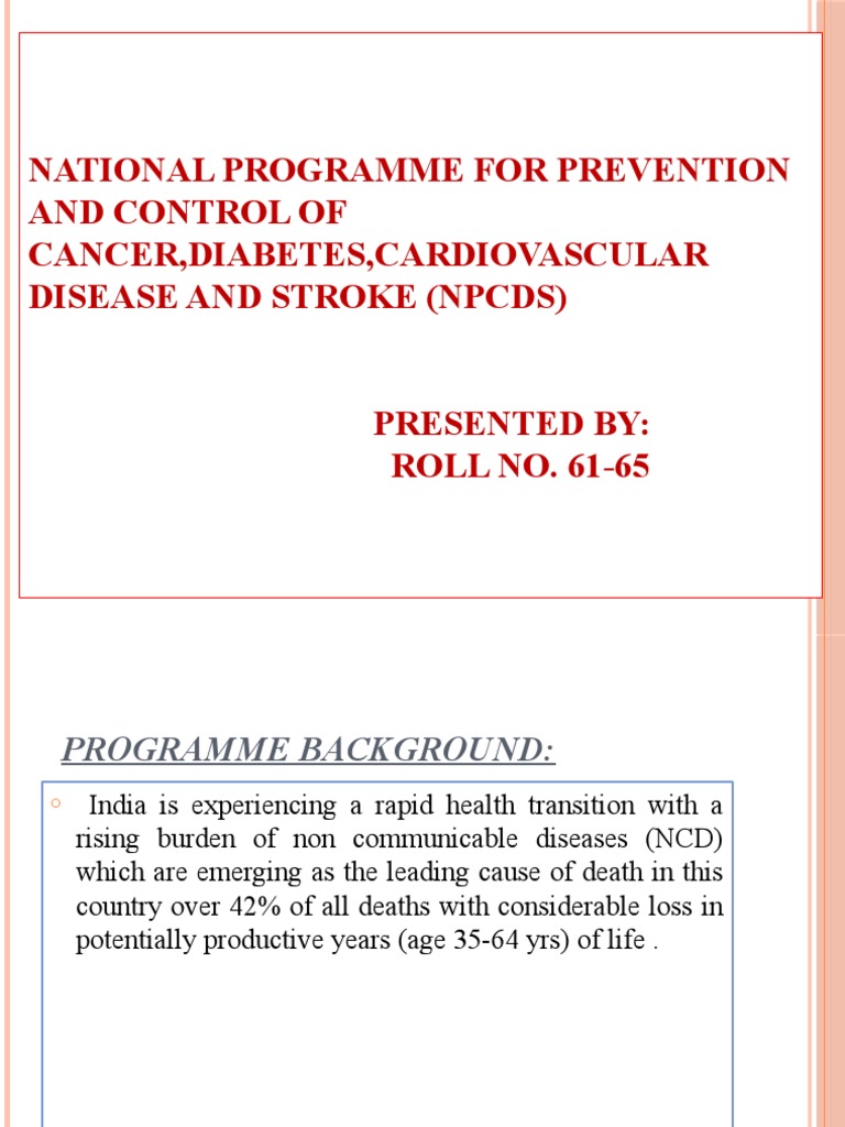 National Programme For Prevention and Control of Cancer, Diabetes ...
