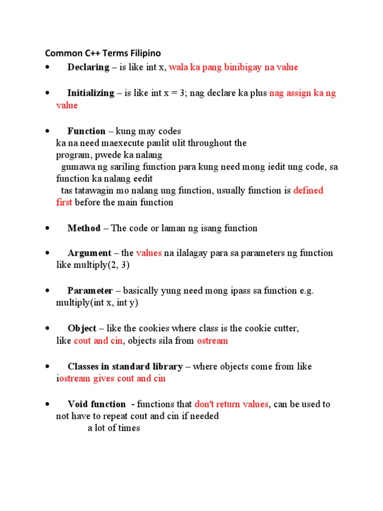 C++ Terms in Filipino | PDF