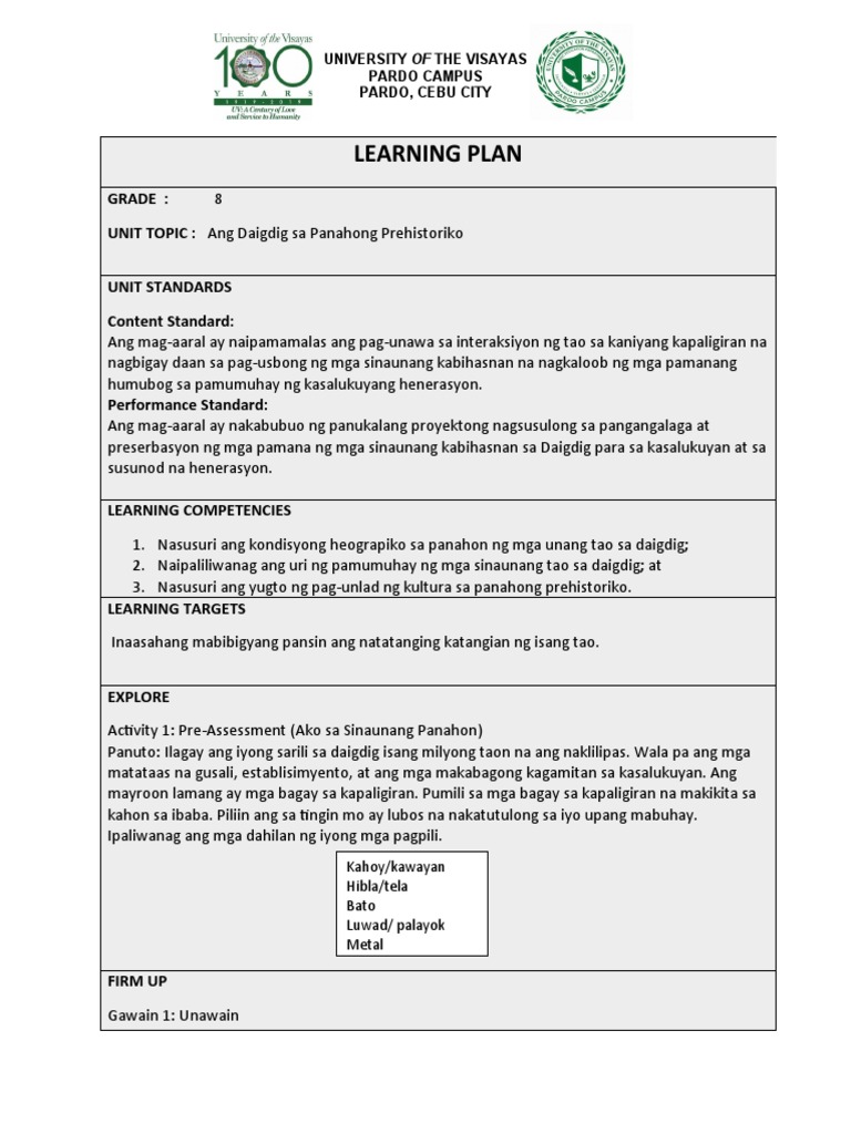 Learning Plan AP8 A4 | PDF