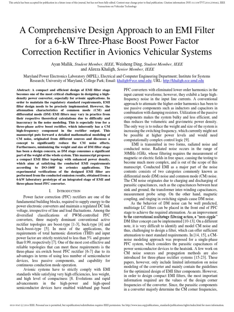 A Comprehensive Design Approach To An EMI Filter For A 6-kW Three-Phase ...