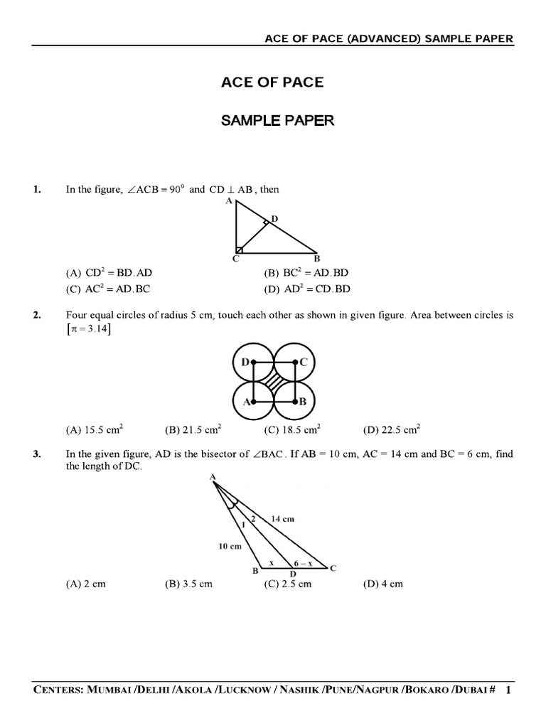 Ace-Of Pace Sample Paper - Advance PDF | PDF