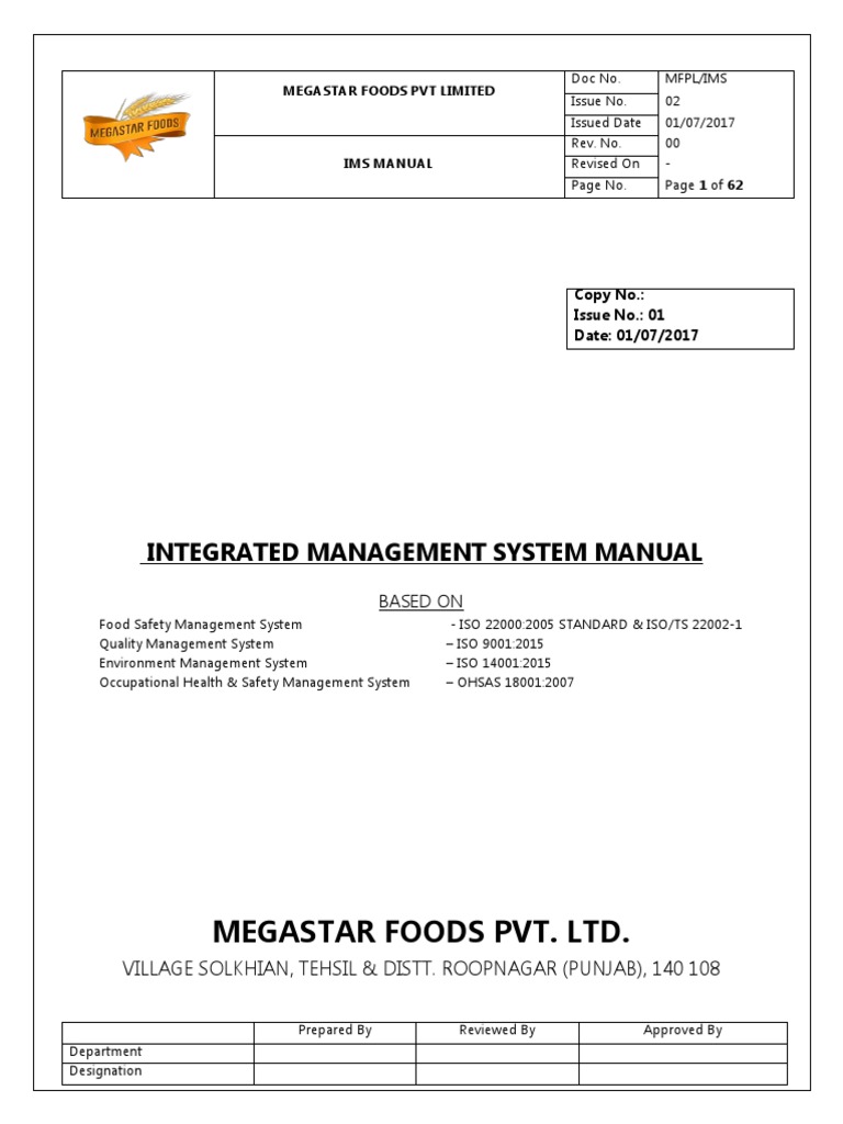 Iso 22000 Manual | PDF | Food Safety | Occupational Safety And Health