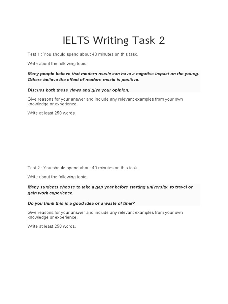 IELTS Writing Task 2 | PDF | Reason | Experience