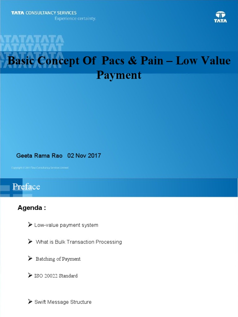 Basic Concept of Pacs & Pain Message Low Value Payment | PDF | Payments | Debit Card