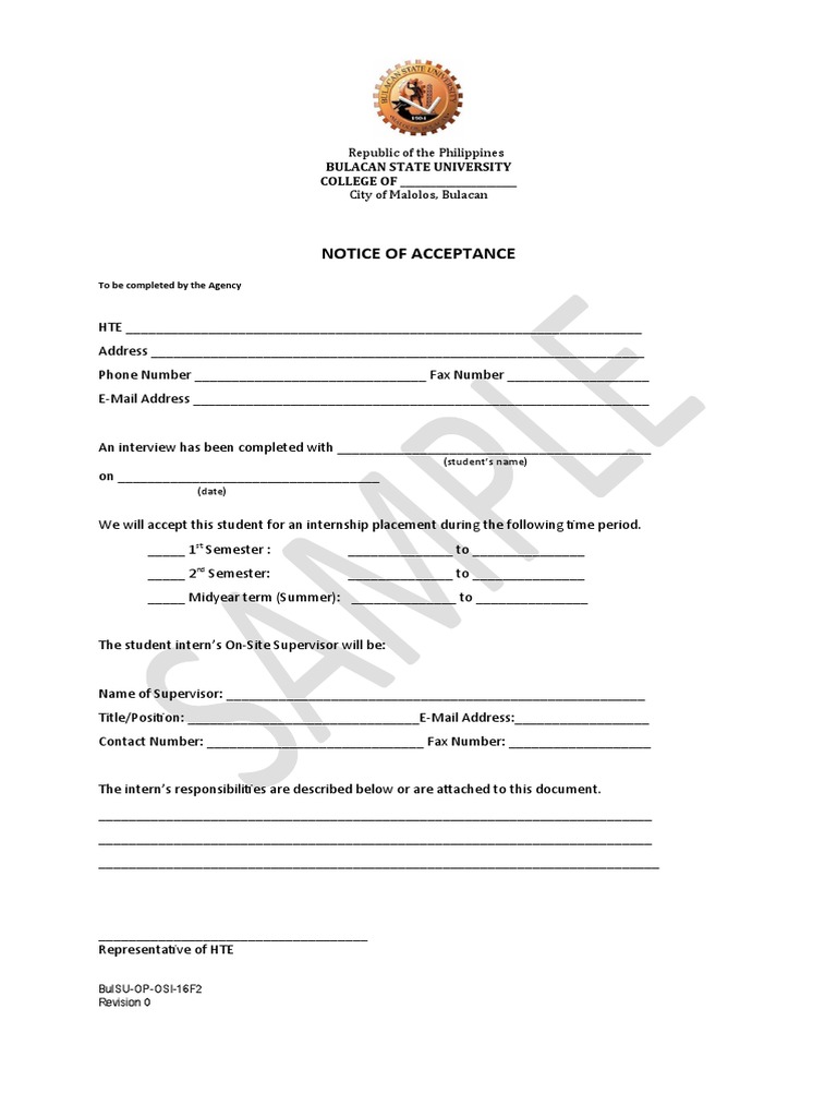 Notice of Acceptance: Republic of The Philippines | PDF