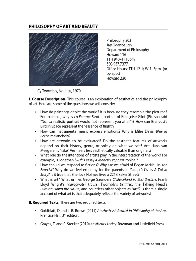 Philosophy of Art and Aesthetics Course | PDF | Theory | Essays