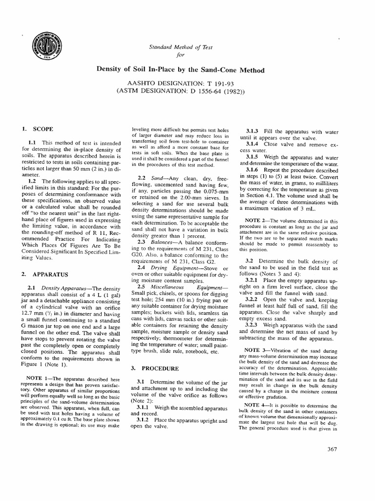 Aashto T191 PDF | PDF