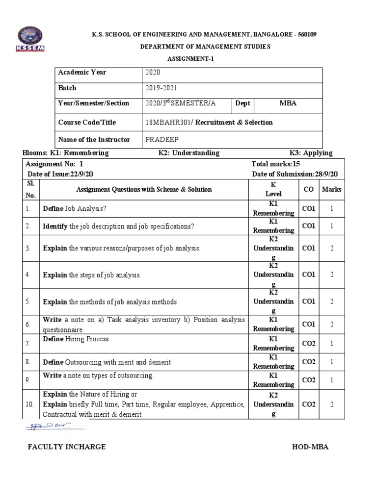 2020 R & S 1st Assignment | PDF | Industrial And Organizational ...