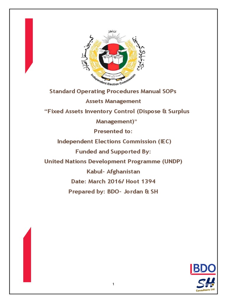 Fixed Assets Inventory Control SOP | PDF | Depreciation | Inventory