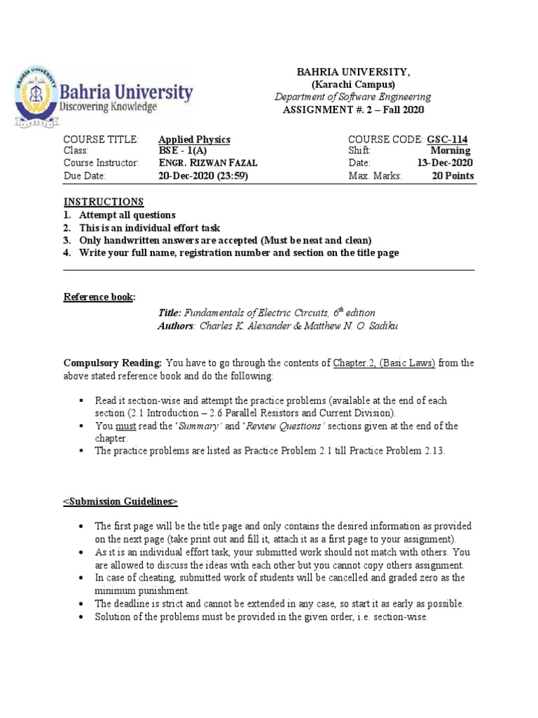 Applied Phy Assignment 2 | PDF | Books | Learning