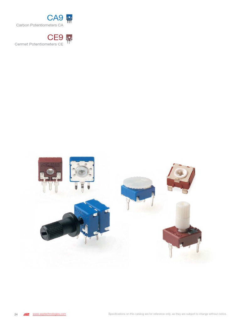 9mm Carbon and Cermet Potentiometers | PDF | Electrical Components ...