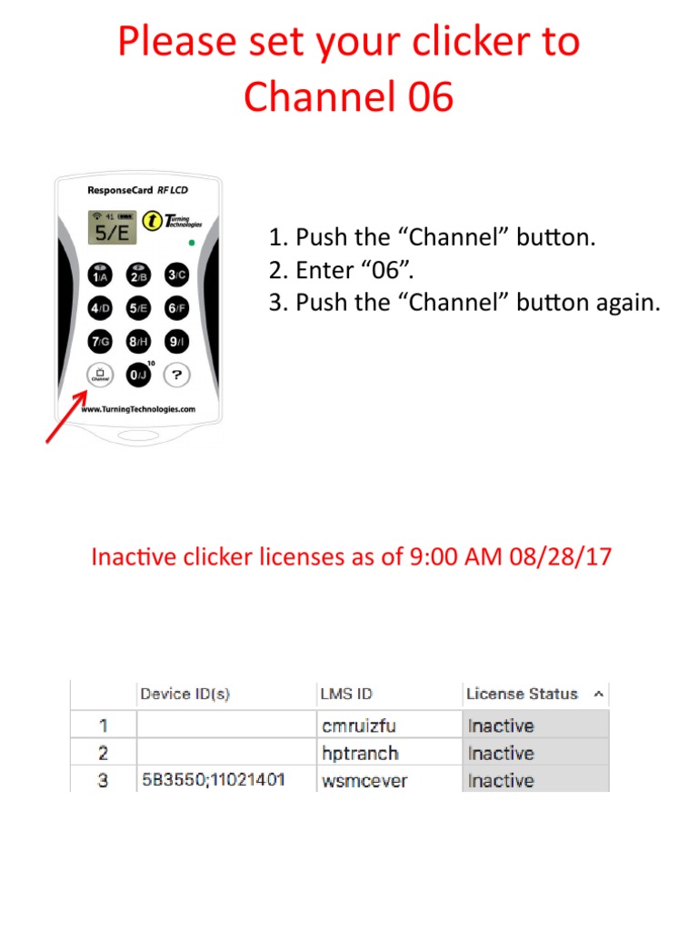 Please Set Your Clicker To Channel 06: 1. Push The "Channel" Button. 2 ...