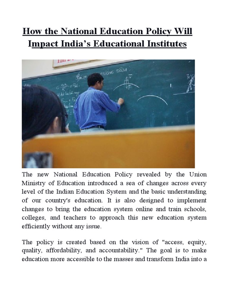 How The National Education Policy Will Impact India's Educational ...