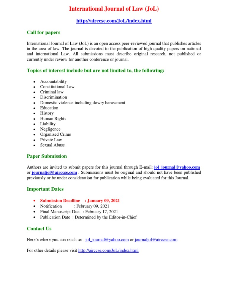 International Journal of Law (JoL) | PDF
