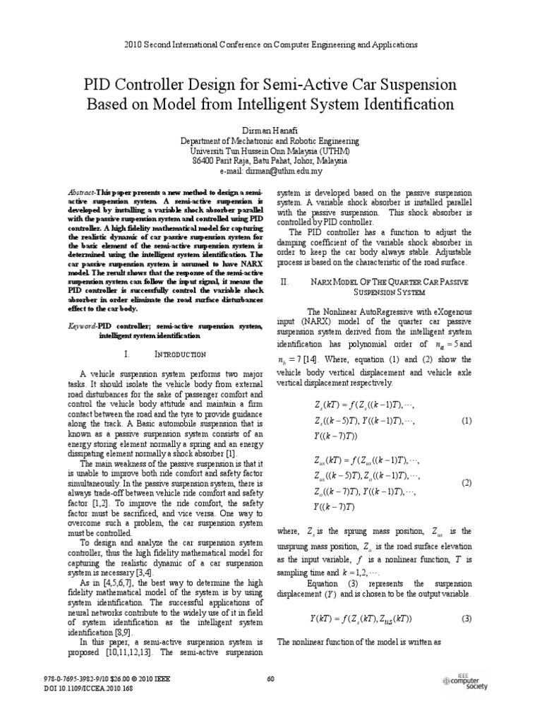 PID Controller Design For Semi-Active Car Suspension Based On Model From Intelligent System ...