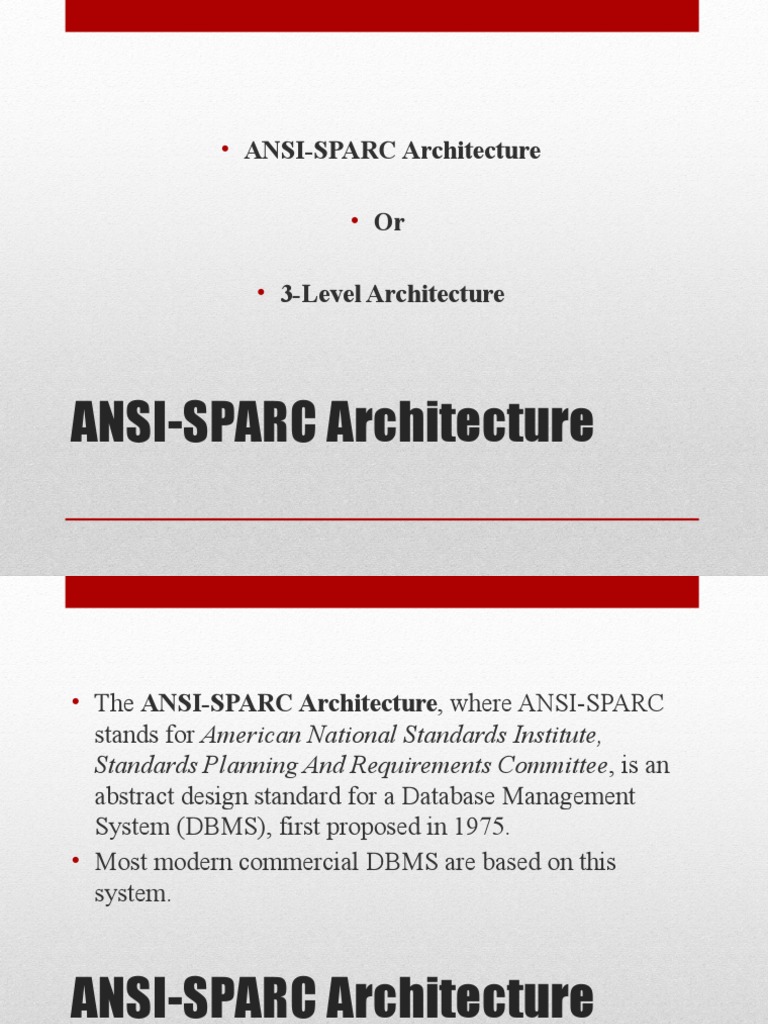 ANSI-SPARC Architecture or 3-Level Architecture | PDF | Databases ...