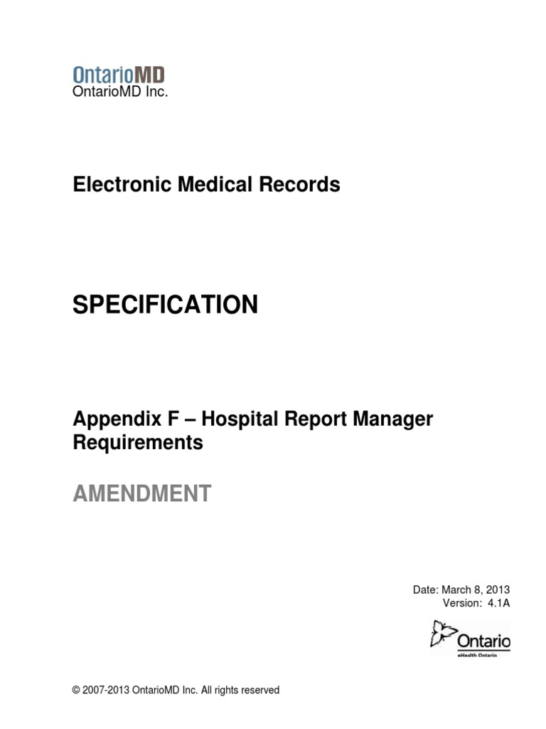 Emr Specification V4.1a - Appendix F - Mar082013 v1 | PDF | Electronic ...