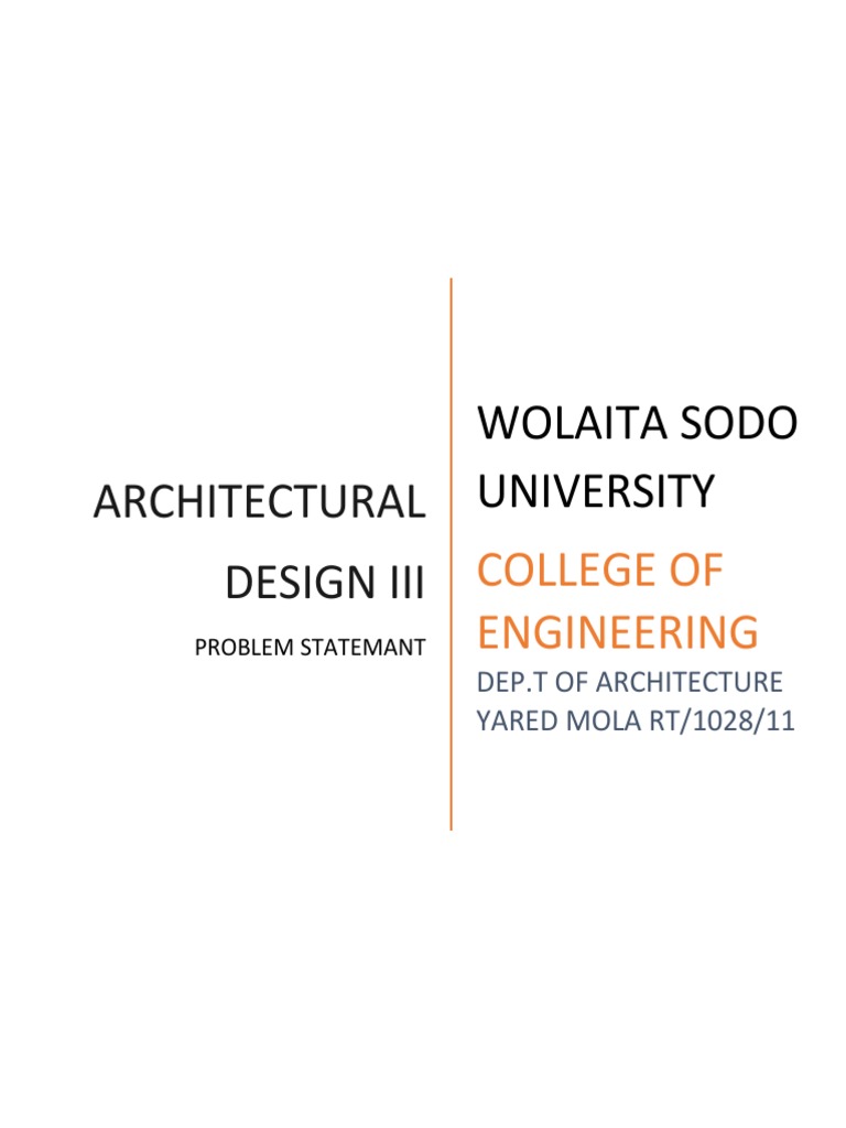 Architectural Design Iii: Wolaita Sodo University | PDF | Business