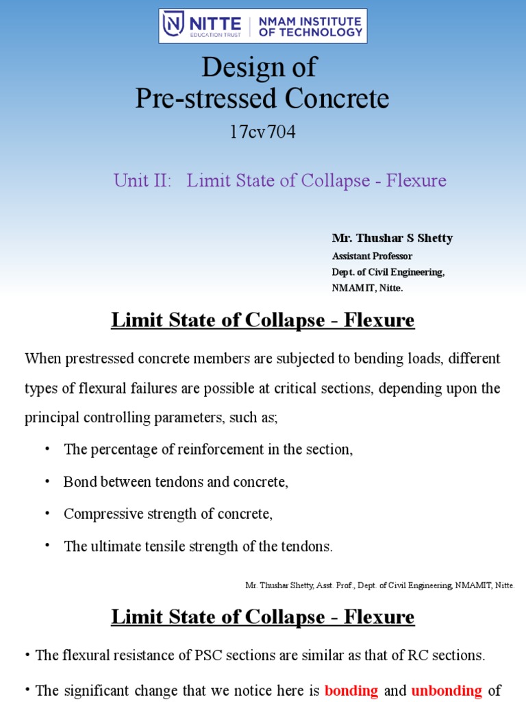 Unit II Limit State of Collapse-Flexure | PDF | Prestressed Concrete ...