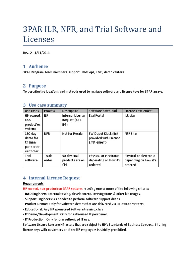 3PAR ILR NFR Trial Keys | PDF | Web Application | Software