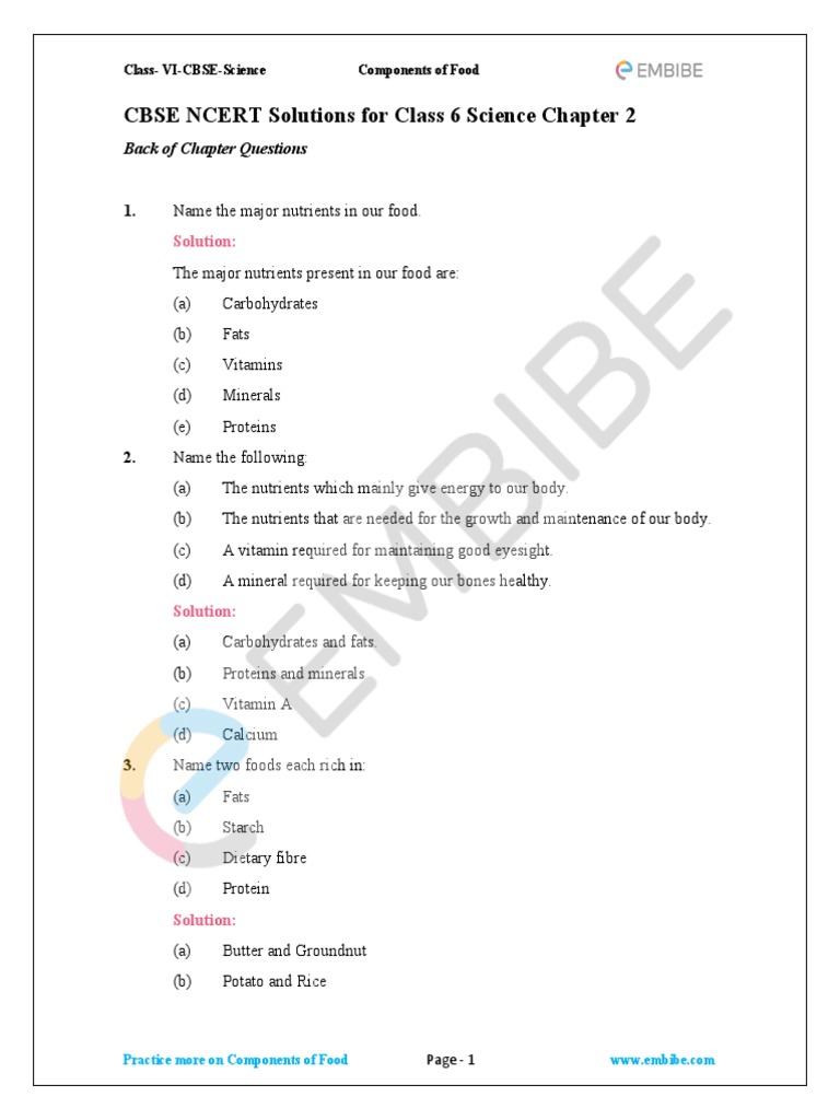 CBSE NCERT Solutions For Class 6 Science Chapter 2: Back of Chapter ...