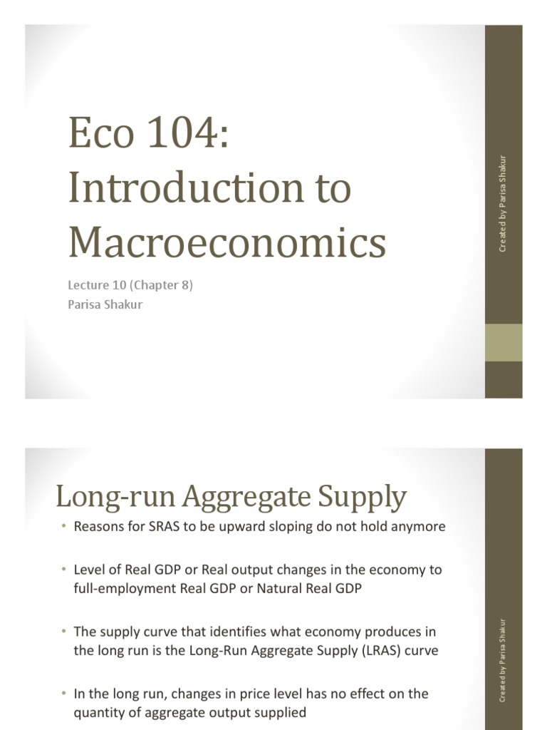 Eco 104: Introduction To Introduction To Macroeconomics: Lecture 10 ...
