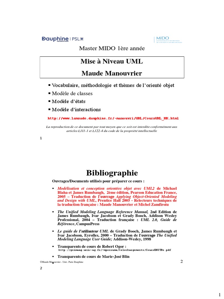 MAN UML 2slides | PDF | Classe (informatique) | Langage de Modélisation ...
