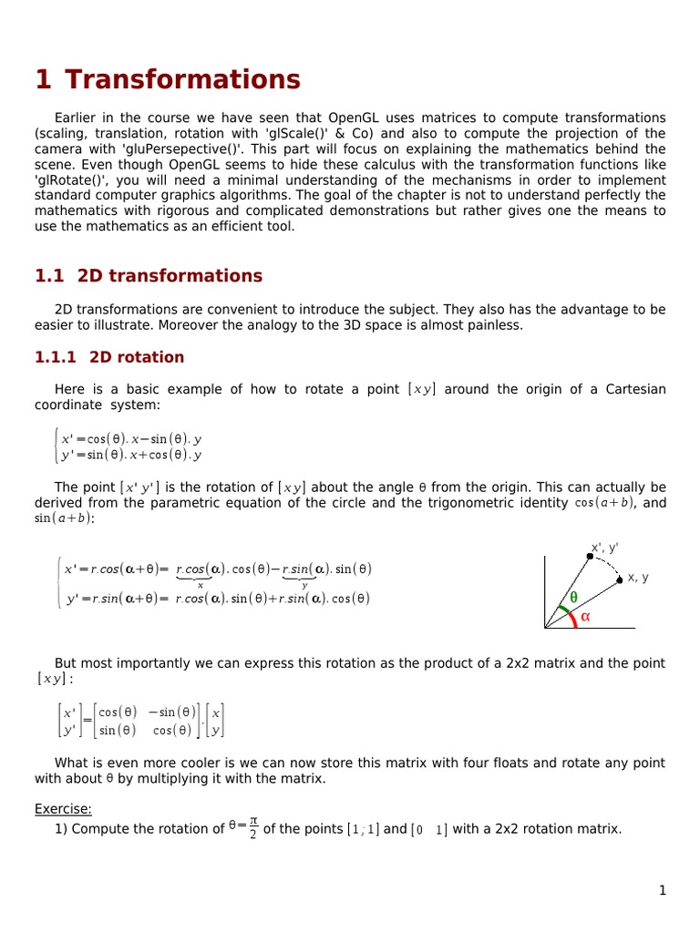 01 Transformations | PDF | 2 D Computer Graphics | Matrix (Mathematics)