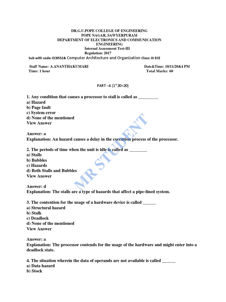 Cao MCQ | PDF | Central Processing Unit | Cpu Cache